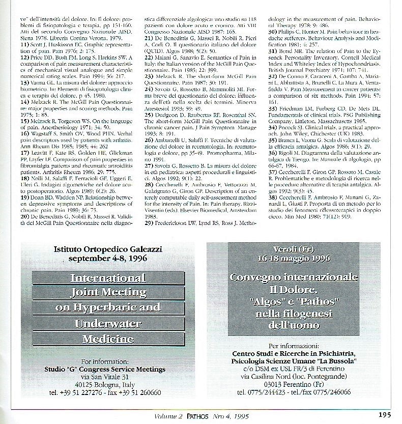 Pubblicazioni sul dolore :: DOTT. PAOLO BARBAGLI